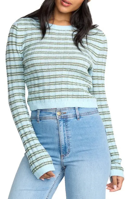 BILLABONG Ribbed Crop Sweater - Misty Blue