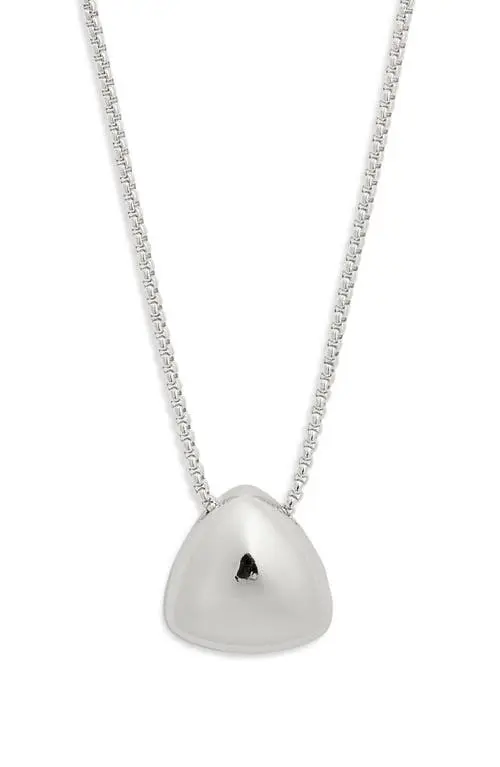 OPEN EDIT Puffy Triangle Pendant Necklace - Silver