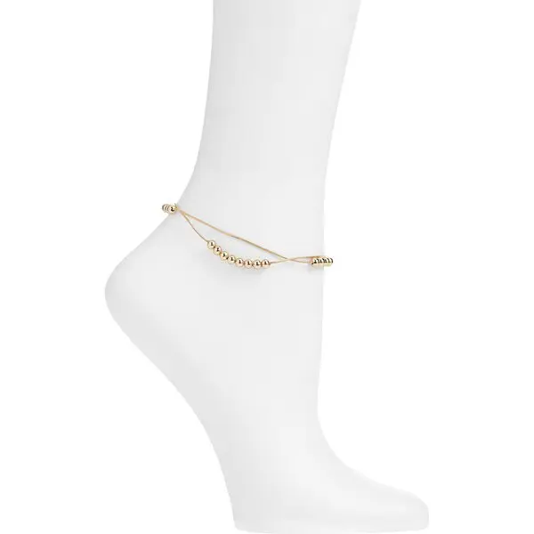 OPEN EDIT Beaded Double Row Anklet - Gold
