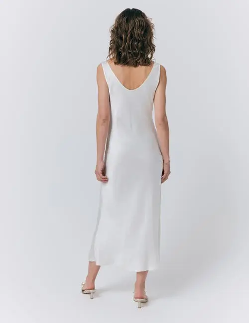 GHOST LONDON Satin Midi Slip Dress