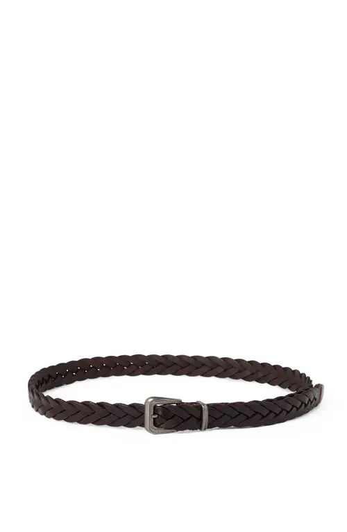 Brunello Cucinelli Braided Leather Belt - Rust Brown