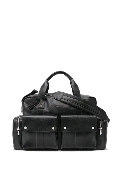 Brunello Cucinelli Grained Calfskin Leisure Bag - Black