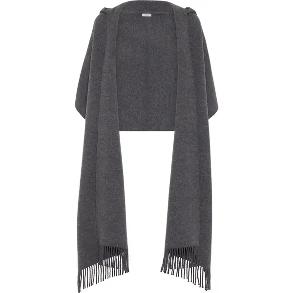 Brunello Cucinelli Knit Scarf With Hood - Anthracite
