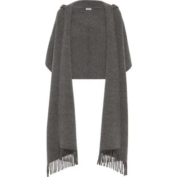 Brunello Cucinelli Knit Scarf With Hood - Grey