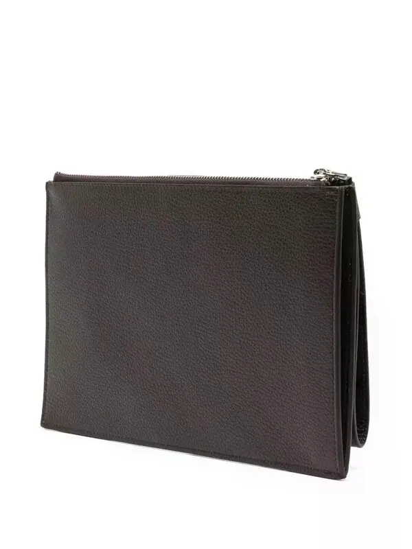 Orciani Leather Clutch With Logo Lettering - Brown