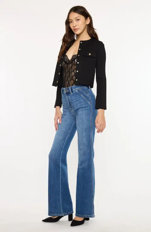 KANCAN Celia Ultra High Rise Wide Flare Jeans - Medium Wash