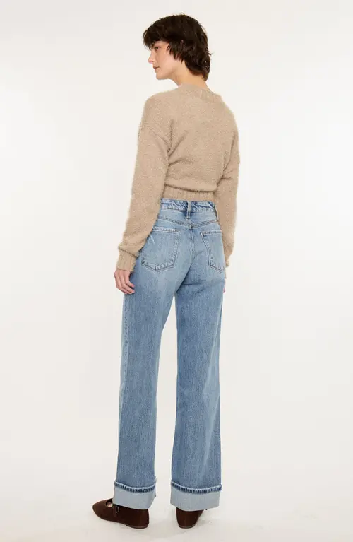 KANCAN High-rise Wide Leg Cuffed Jeans