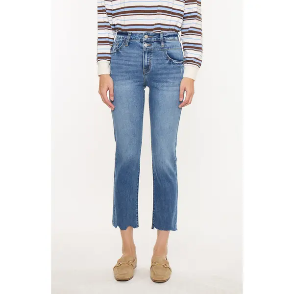 KANCAN Kathleen Essentials High Rise Slim Straight Jeans - Medium Wash