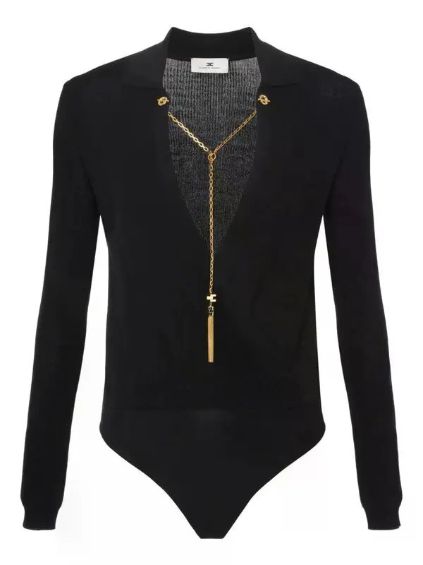 Elisabetta Franchi Chain-embellished Bodysuit - Black