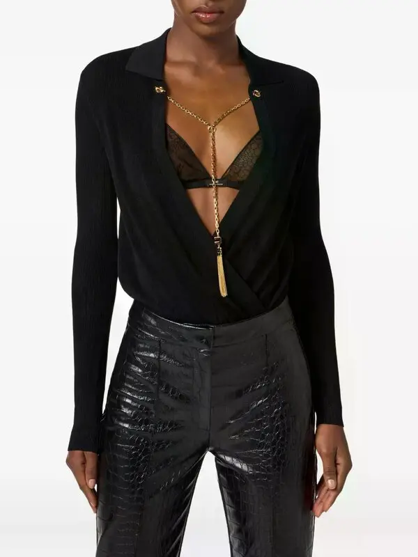 Elisabetta Franchi Chain-embellished Bodysuit - Black