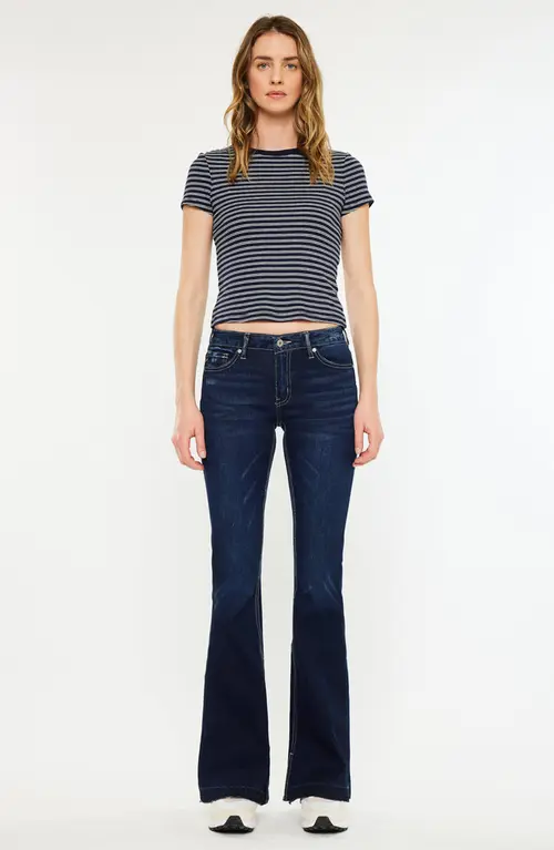 KANCAN Heidi Mid Rise Flare Jeans - Dark Wash