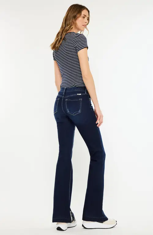 KANCAN Heidi Mid Rise Flare Jeans - Dark Wash