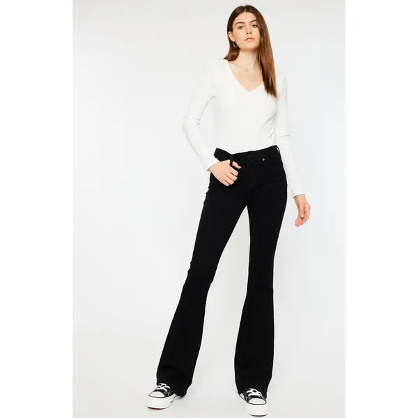 KANCAN Ilene Mid Rise Flare Jeans - Black