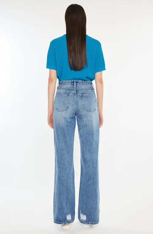 KANCAN High Rise 90's Criss Cross Straight Jeans