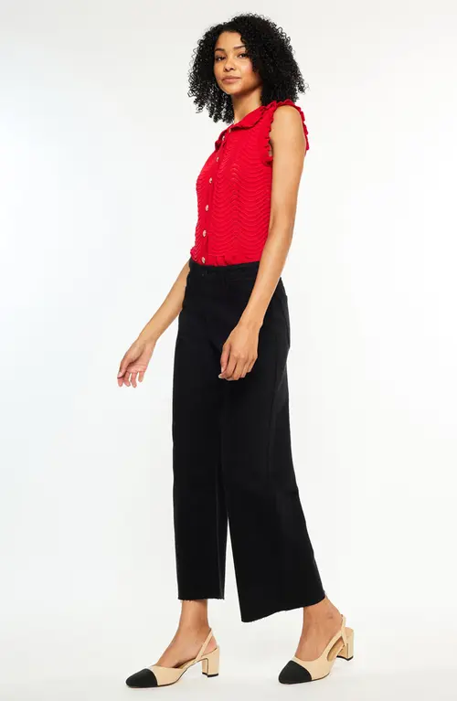 KANCAN Dianella High Rise Crop Wide Leg Jeans - Black