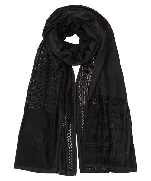 Ralph Lauren Pointelle Patchwork Wrap - Black