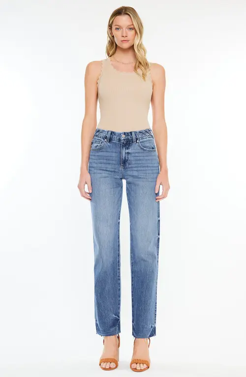 KANCAN Melody High Rise True Straight Jeans - Medium Wash