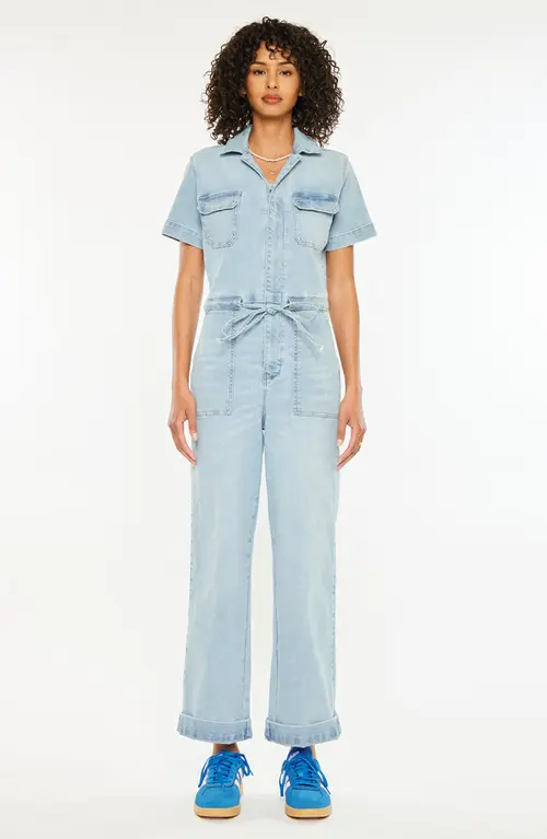 KANCAN Wide Leg Coveralls - Light Wash