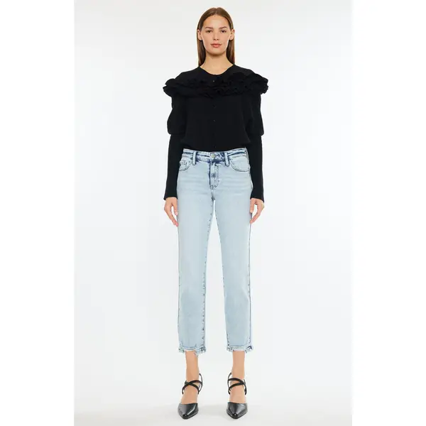 KANCAN Mid-rise Crop Straight Jeans - Medium Wash