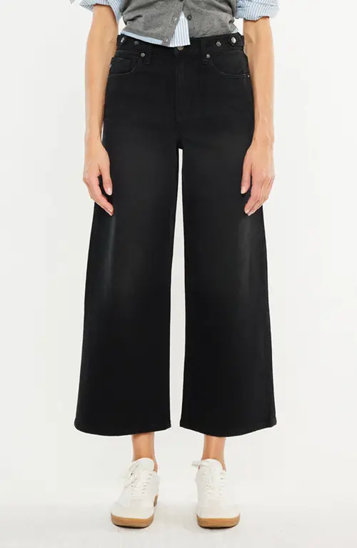 KANCAN Victoria Ultra High Rise Cropped Wide Leg Jeans - Black