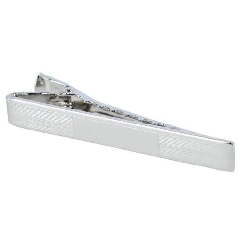 Trafalgar Engine Turned Sterling Micro-lined Tie Bar - Silver