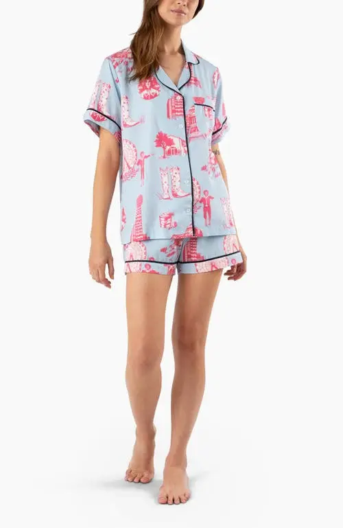 KATIE KIME Dallas Toile Shorts Set - Blue