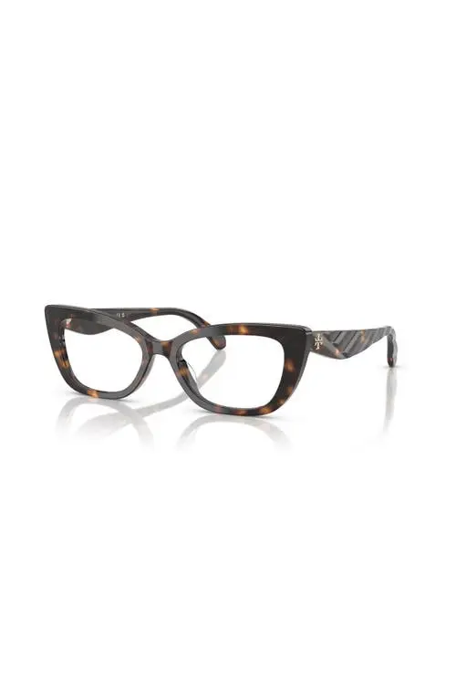 Tory Burch 52mm Cat Eye Optical Glasses - Tortoise