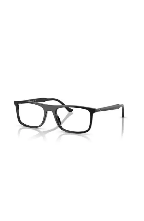 Ray-ban 55mm Rectangle Full Rim Eyeglasses - Black