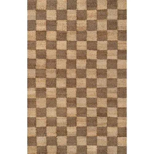 JONATHAN Y Theo Modern Farmhouse Woven Jute Checkerboard Area Rug - Natural/brown