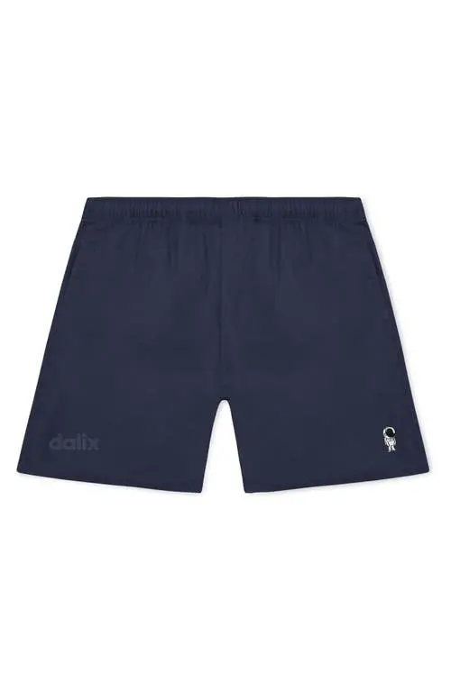 DALIX Astronaut Print Relaxed Beach Shorts - Navy Blue