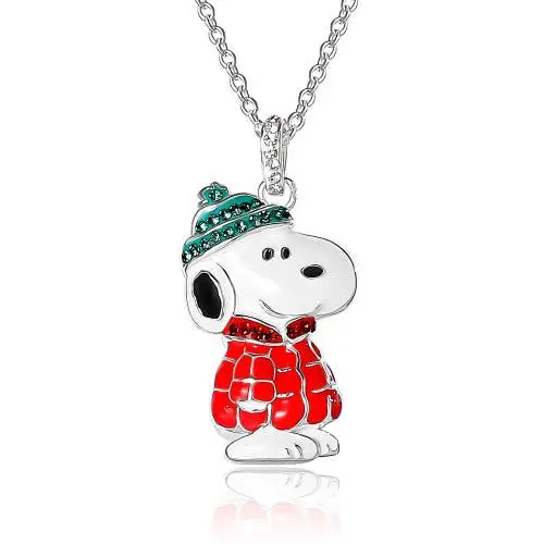 PEANUTS Snoopy Puffer Jacket Pendant - Silver, White, Red
