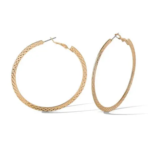Jessica Simpson Textured Hoop Earrings - Gold
