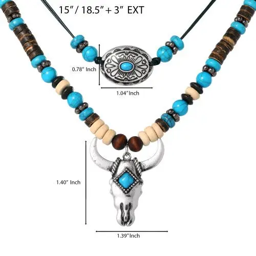 Jessica Simpson Beaded Layered Necklace With Turquoise And Amber Hues