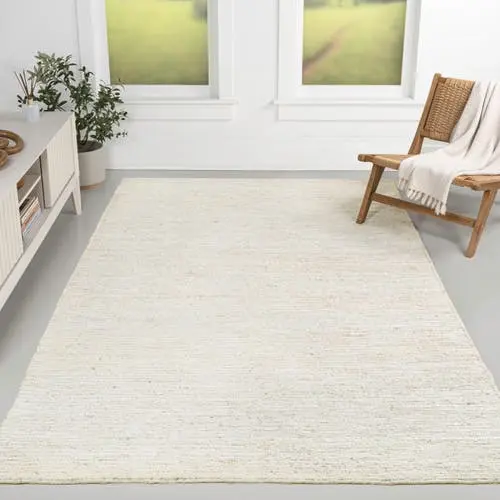 JONATHAN Y Griffin Rustic Farmhouse Woven Jute Solid Area Rug - Bleach