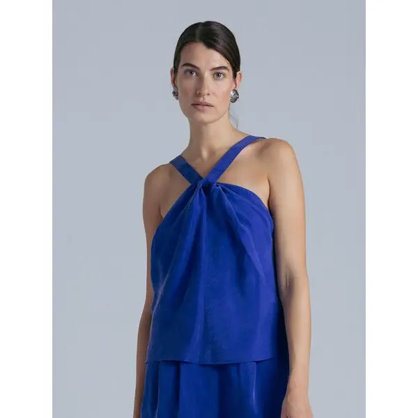 ALAS Cupro Cross-front Halter Top