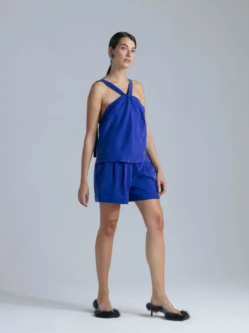 ALAS Cupro Cross-front Halter Top