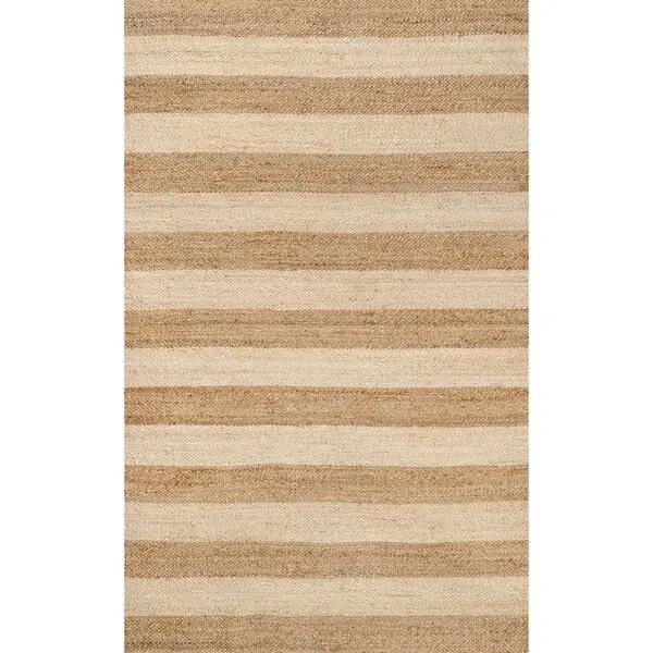 JONATHAN Y Jayden Rustic Farmhouse Woven Jute Stripe Area Rug - Natural/bleach