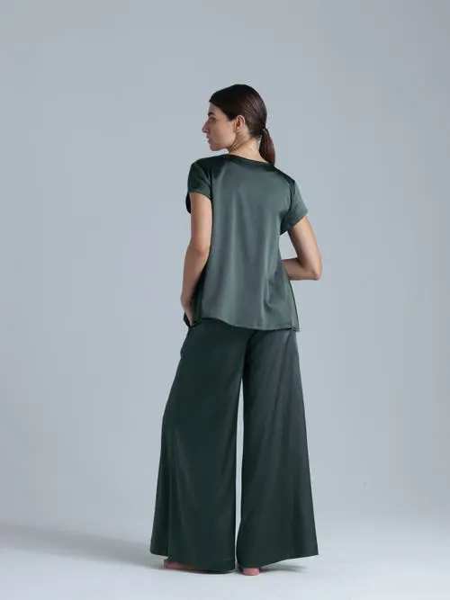 ALAS Silk Palazzo Pants - Rich Green