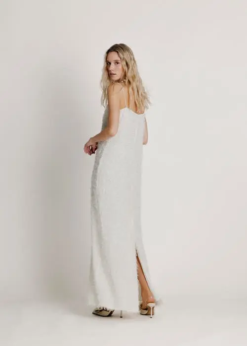 ALAS A-line Maxi Slip Dress - Off White