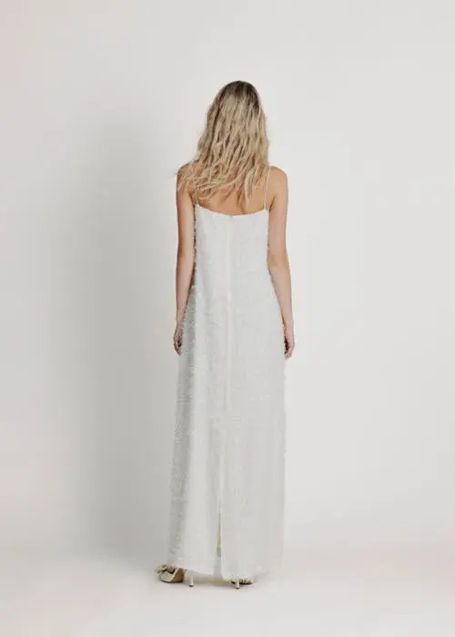 ALAS A-line Maxi Slip Dress - Off White