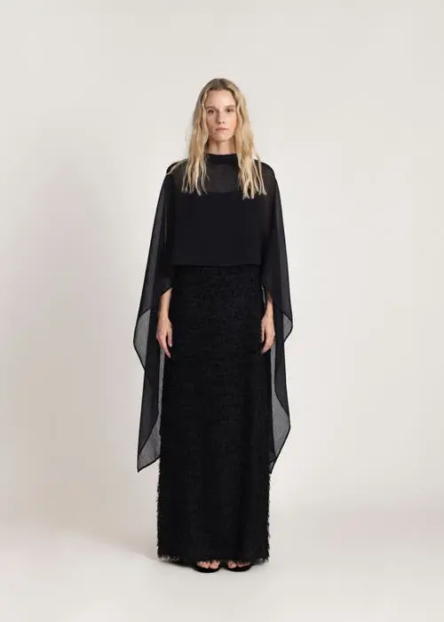 ALAS High Neck Sheer Cape - Black