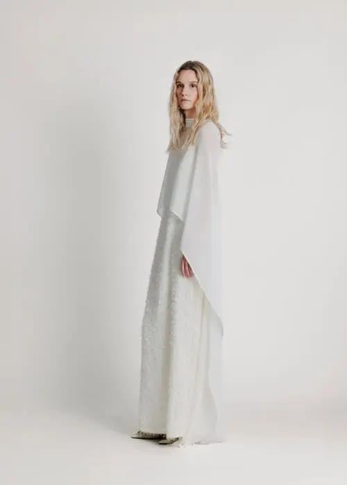 ALAS High Neck Sheer Cape - White