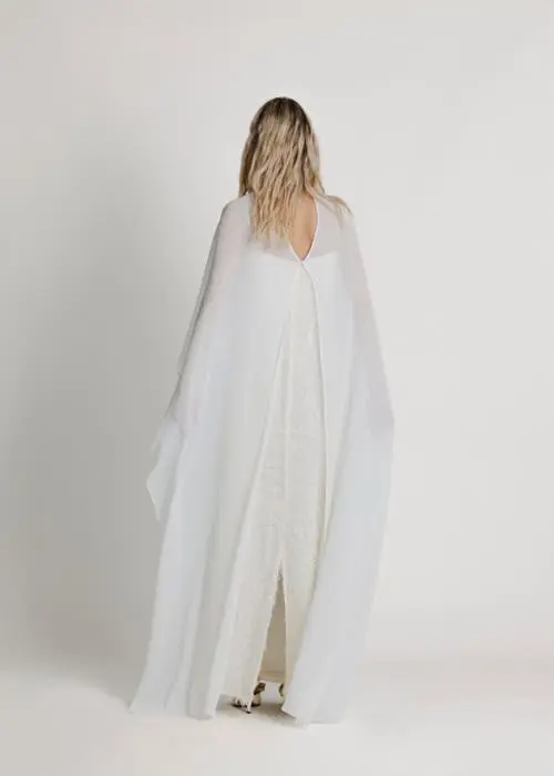 ALAS High Neck Sheer Cape - White