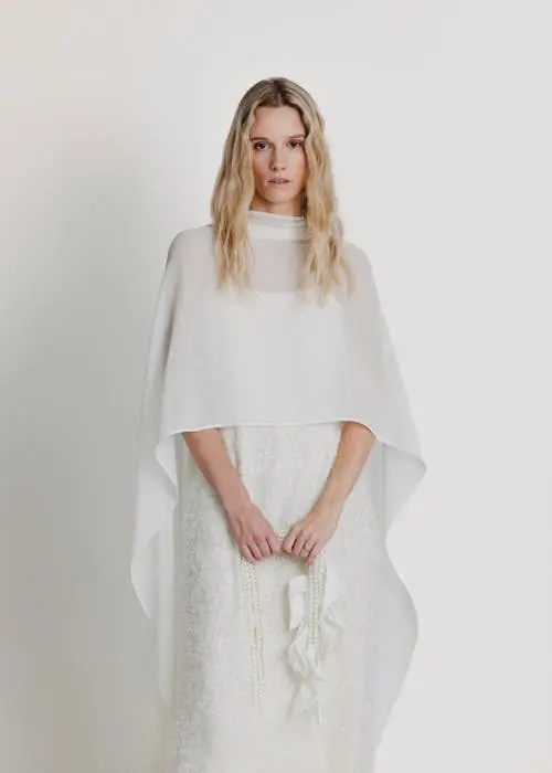 ALAS High Neck Sheer Cape - White