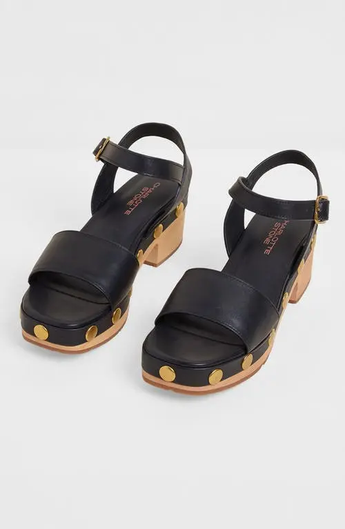 Charlotte Stone Allie Clog Sandal - Black Stud