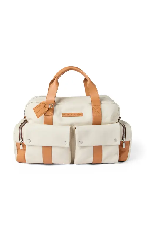Brunello Cucinelli Calfskin And Cowhide Duffle Bag - Ivory