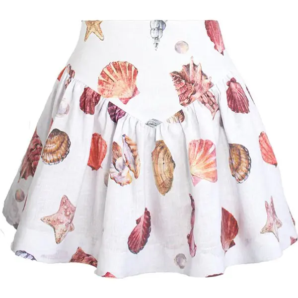 NO PISE LA GRAMA Sotavento Mini Skirt - Conchitas In White Print
