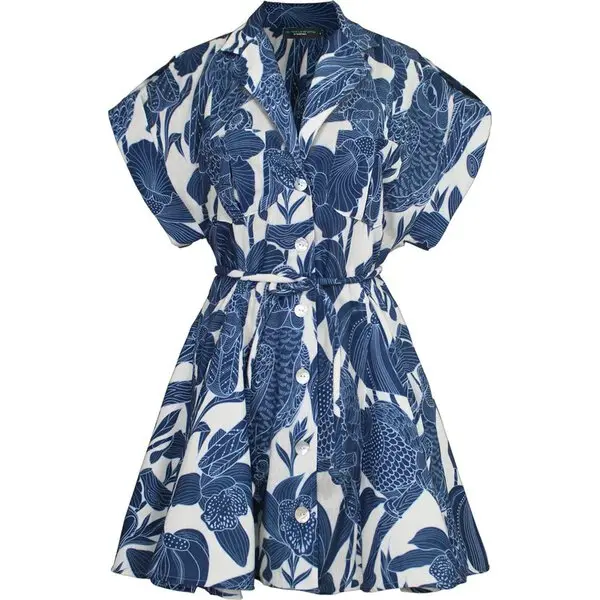 NO PISE LA GRAMA Guayaba Mini Dress - Canario Blue Print