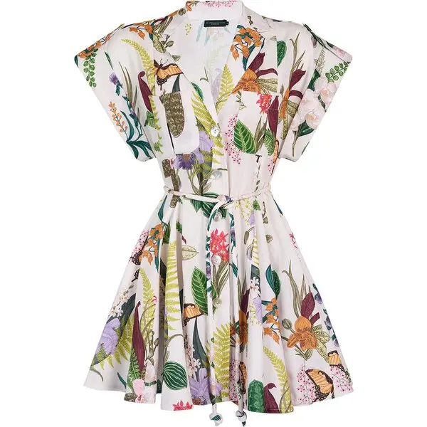 NO PISE LA GRAMA Guayaba Mini Dress - Jardin Print Off White