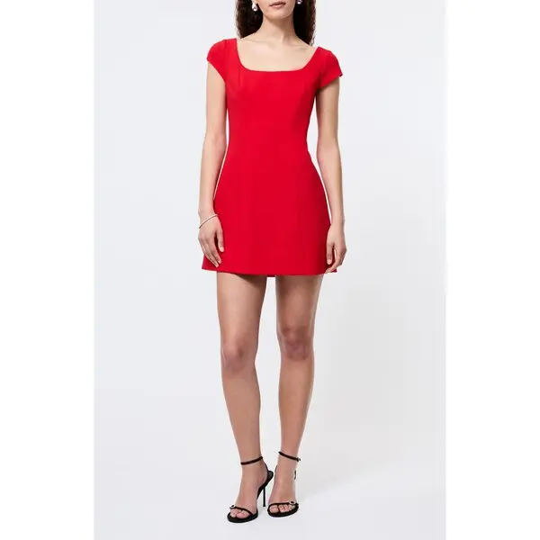 French Connection Azra Cap Sleeve Twill Minidress - Mars Red